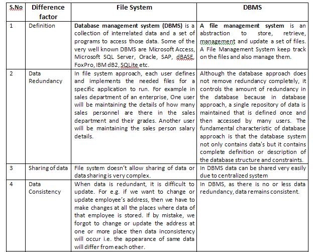 File System V s DBMS Biyani Institute Of Science And Management For Girls
